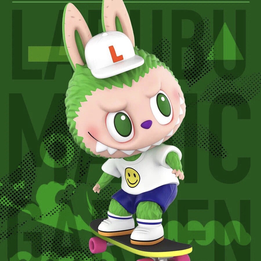 Pop Mart Limited Genuine labubu Skateboard Style Elevator labubu Green ...
