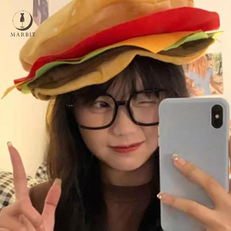 Marbit Fashionable Cute Versatile Funny Burger Hat Party Casual ...