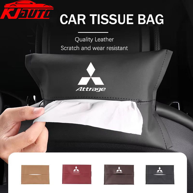 1/2pcs Mitsubishi Attrage Car Tissue Box Holder Nappa Leather Car ...