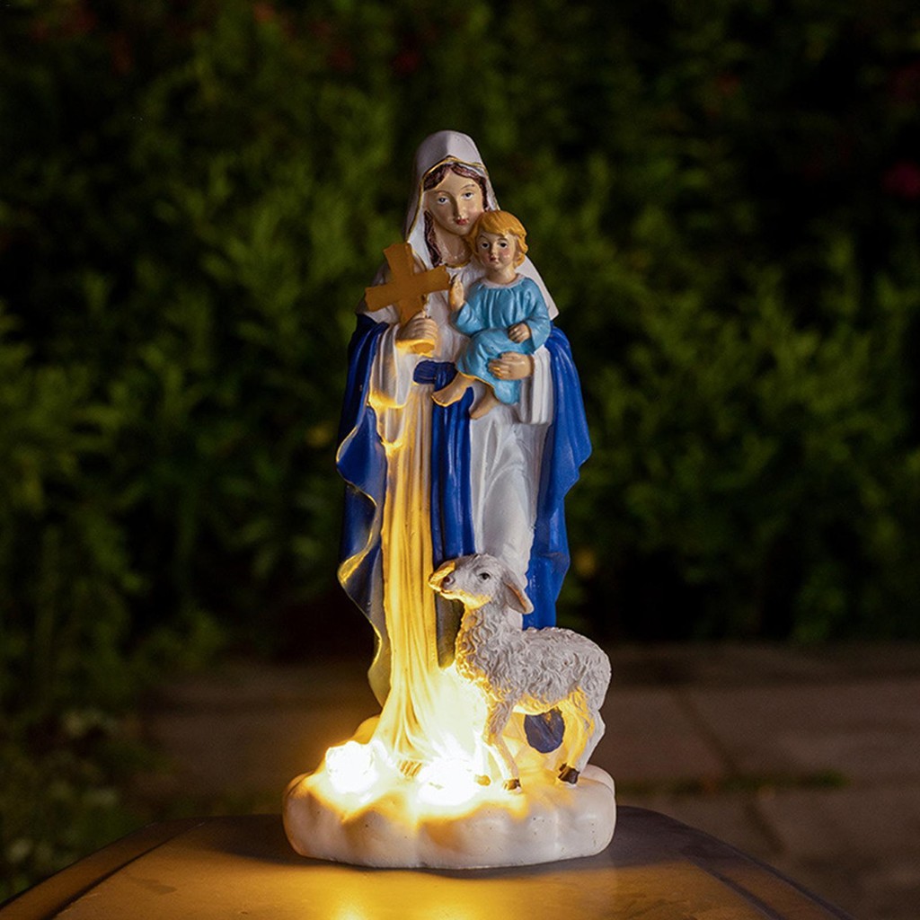 Virgin Mary Statue Solar Ornament Nativity of Jesus scene resin ...