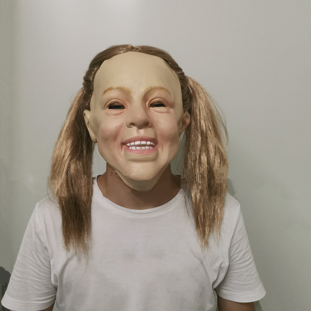 Halloween Latex Human Mask Little Girl Headgear Cosplay Prop Costume ...
