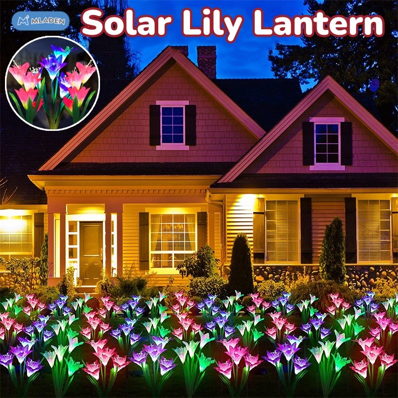 MLADEN Solar Lily Lantern Christmas Decor Light LED Waterproof Outdoor ...