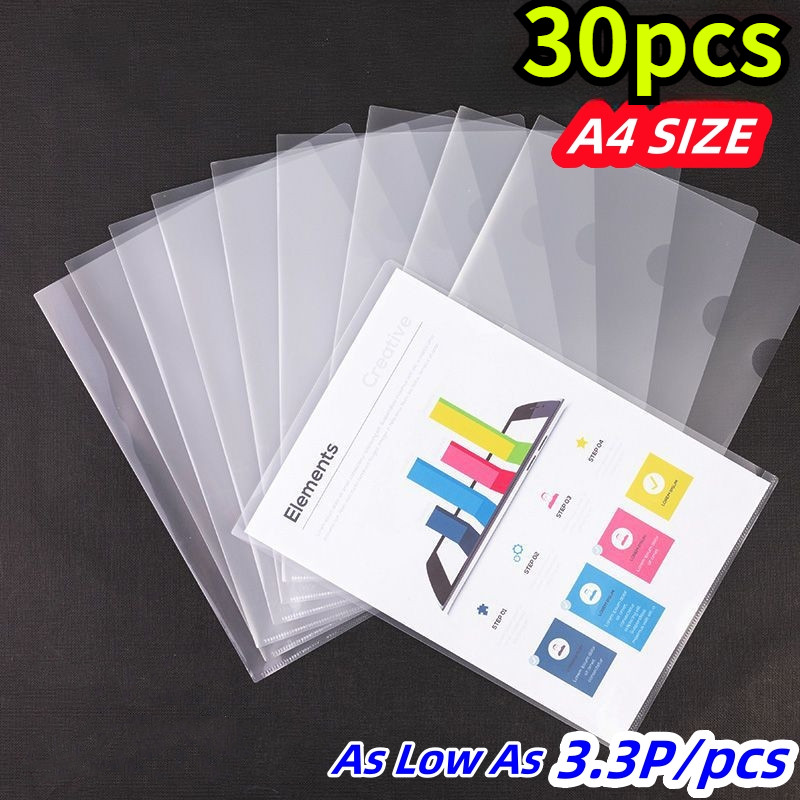 30PCS Wholesale L Type pp Folder Clear Transparent A4 Long Plastic ...