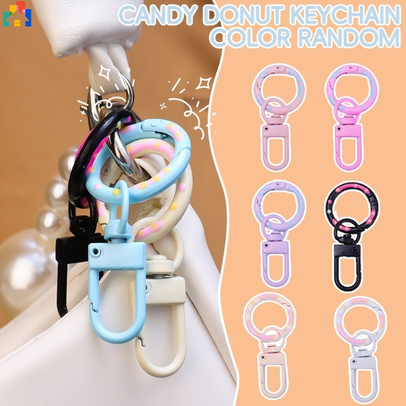 Fashion Sweet Doughnut Pendant Keychain Colorful Lobster Clasp Spring ...