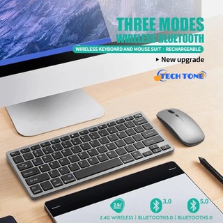 Wireless Bluetooth Keyboard and Mouse Set 2.4GHz Rechargeable Mute Slim ...