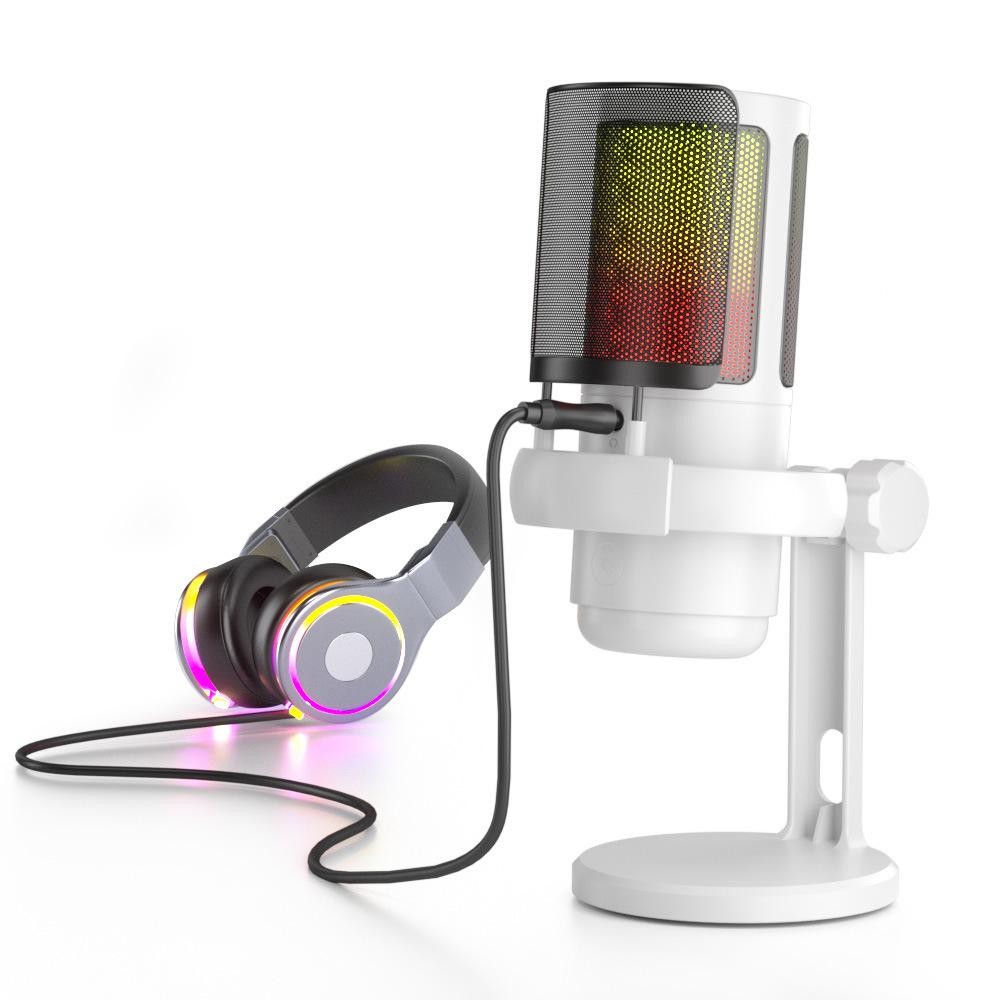 R RGB Light Condenser Microphone Computer Recording Microphone with ...