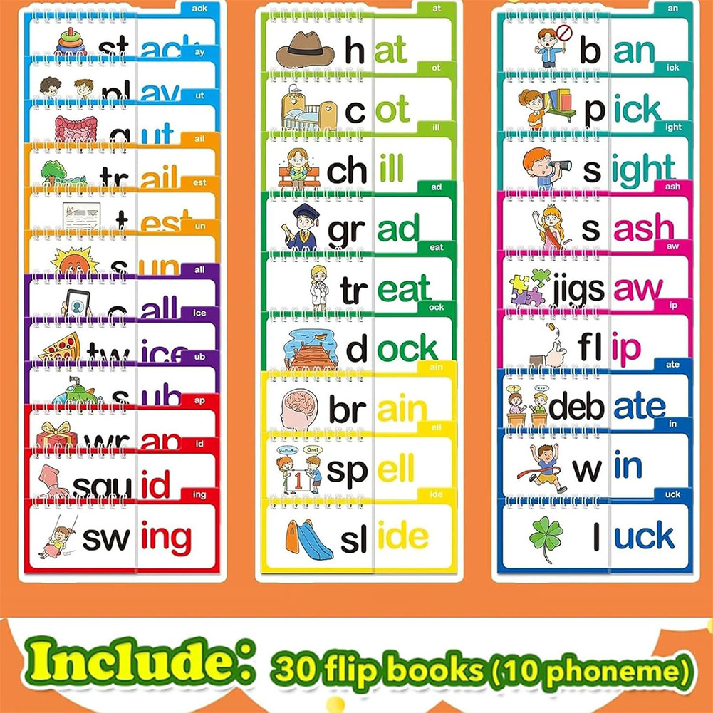 CVC Word Flip Chart Vowel Word Flashcards Educational Sight Words Games ...