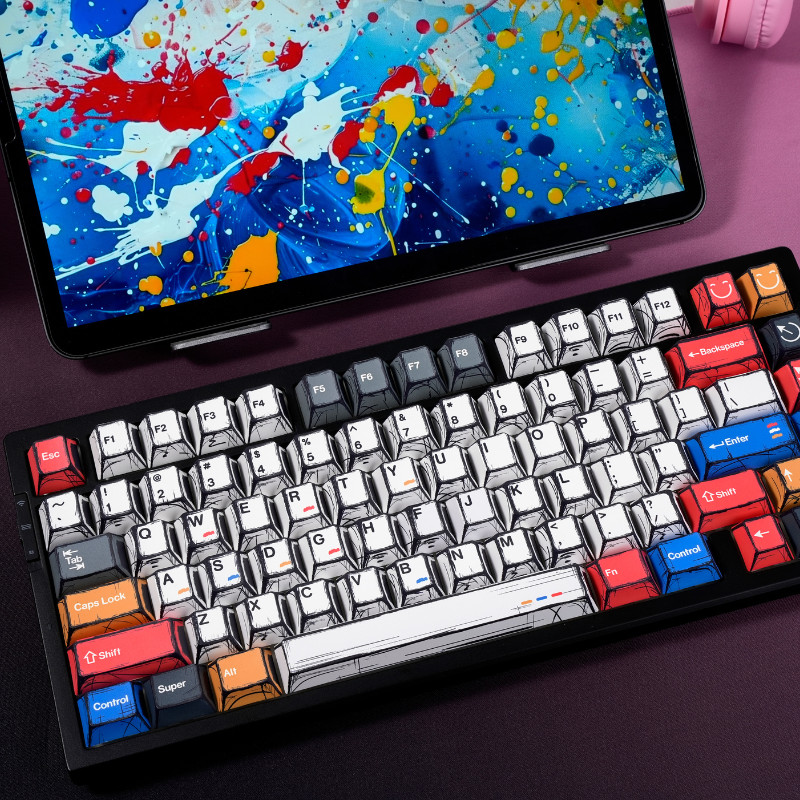 New PBT Comic Style Keycaps Cherry Profile 74-135 Keys Keycaps for ...