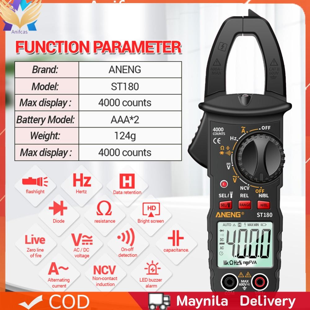 【Maynila Delivery】ST180 4000 Counts Smart Digital Current Clamp Meter ...