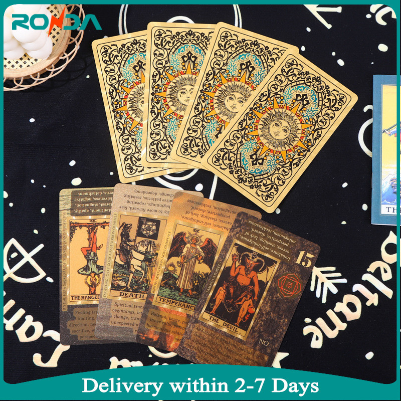 Gold Foil Tarot Cards Occult Adventure Oracle Fortune telling Chess ...