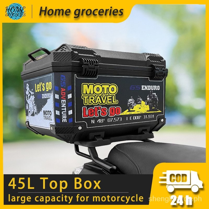Top box for Motorcycle tail box 45L trunk universal backrest large ...