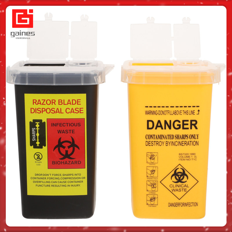 2 Pcs Trash Can Mini Sharps Collection Bucket Disposable Eyebrow Tattoo ...