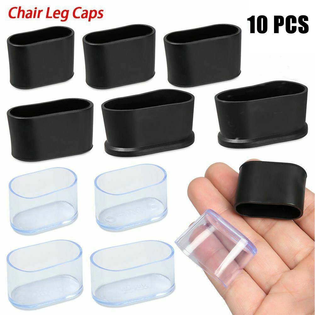 10 X Rubber Chair Leg Cap Oval Covers Furniture Table Feet Floor ...