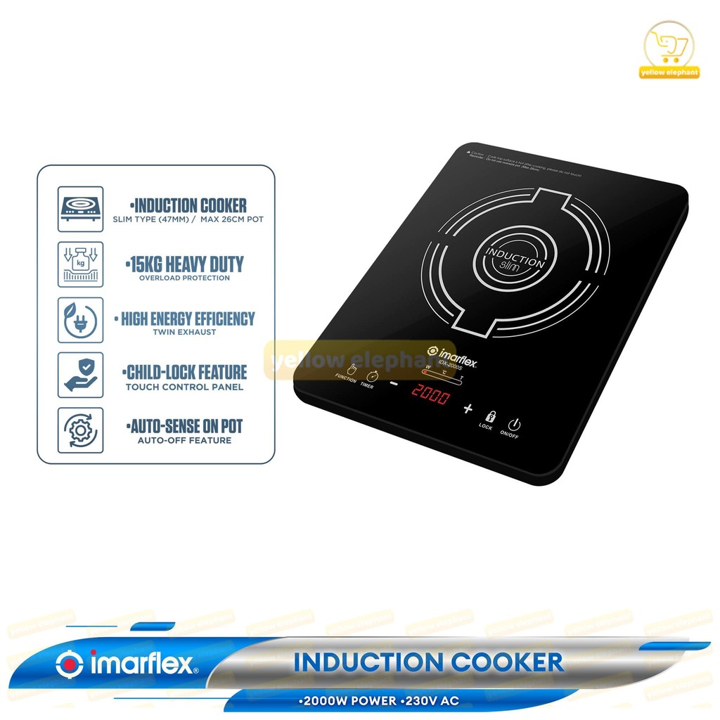 Imarflex IDX-2000S HEAVY DUTY Induction Cooker 2000W - YelloW Elephant ...