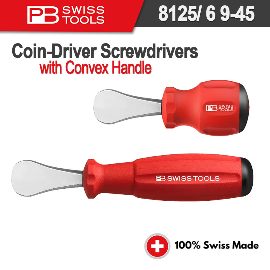 PB SWISS Tool Coin-Driver Screwdrivers with Convex Handle for Plugs and Plastic Screws Slotted ...