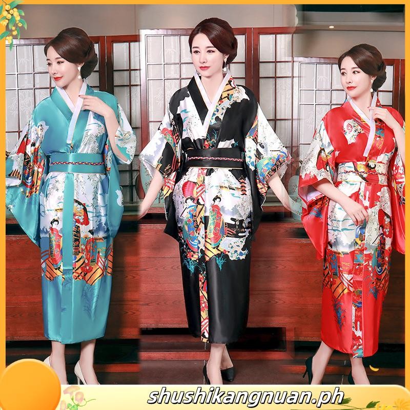 Japanese Traditional Kimono Gown Women Ladies Geisha Haori Yukata ...