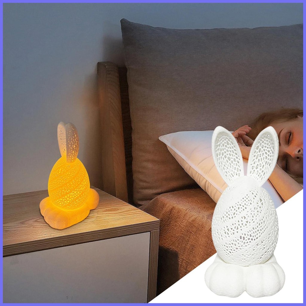 Rabbit Night Light Hollow Cartoon Bunny Lamp tick with Electric 3D ...