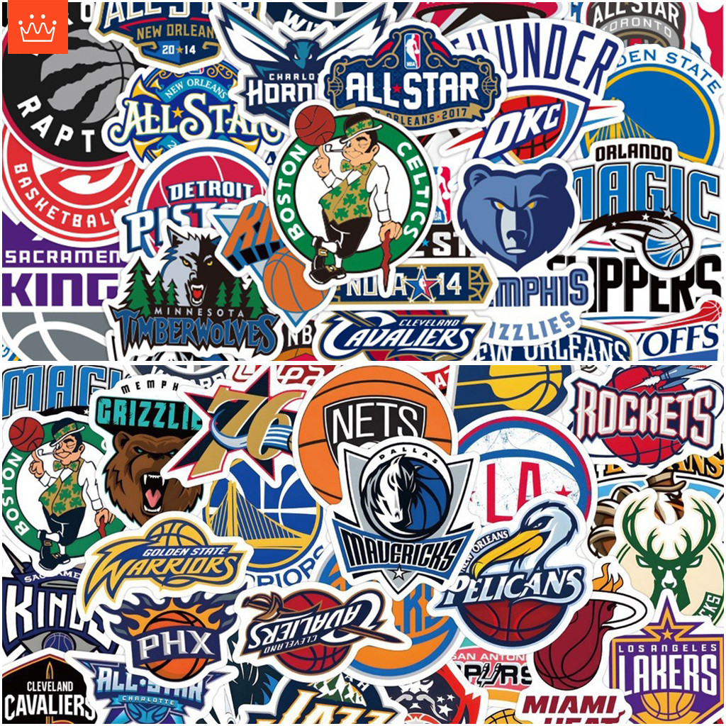 J· NBA Stickers Set Sports Graffiti Waterproof Decals Pack, 63/50 ...