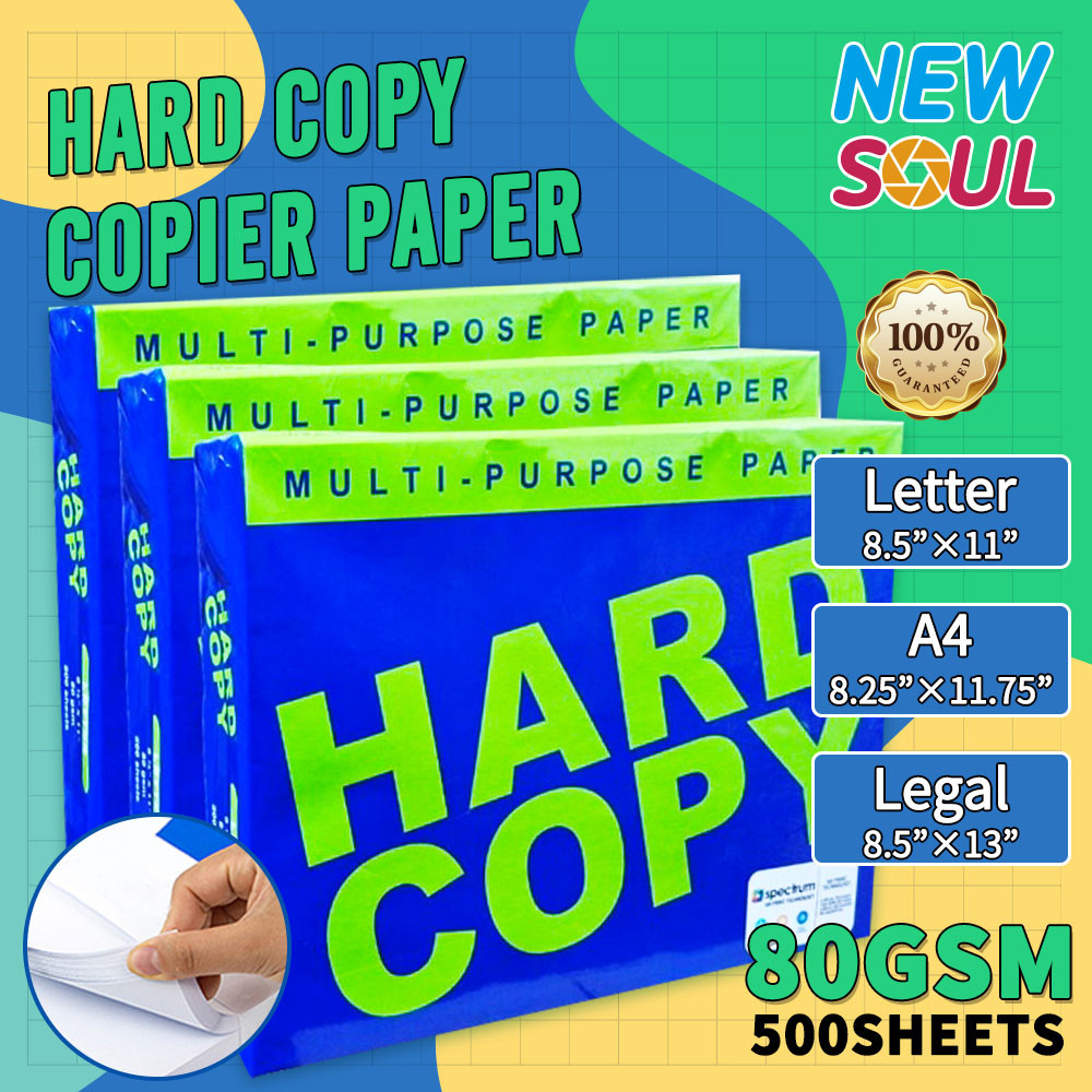 Hard Copy Bond Paper Short / A4 / Long 80gsm 500 Sheets Sub.24 | Shopee ...