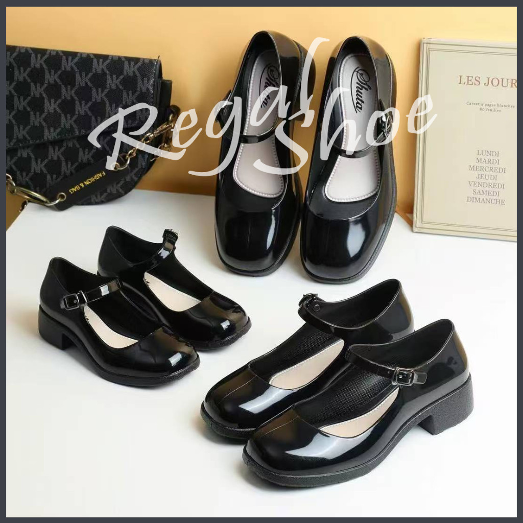 Teen Grade/High School Black Shoes Girls Cute Glossy Black Shoes w ...