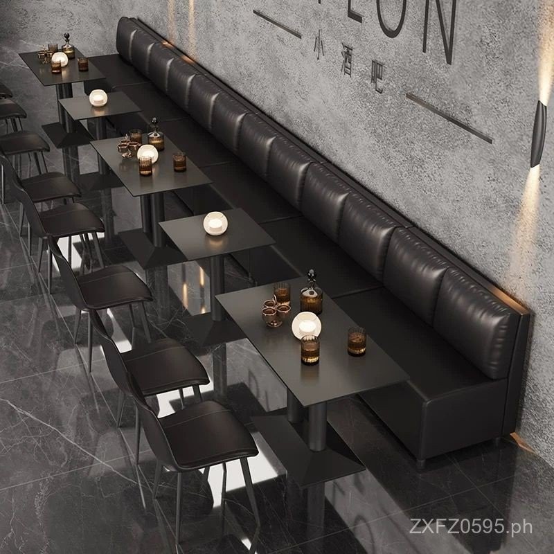 Cafe Music Bar Dining Small Tavern Bar Sofa Booth Industrial Style Table and Chair Set Bar Milk ...