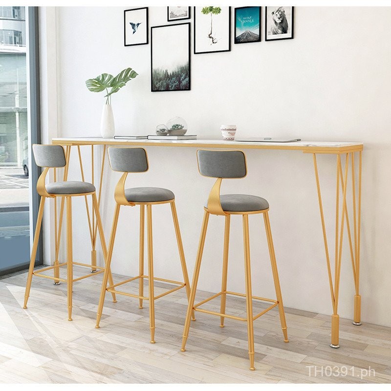 Long Bar Table Balcony Wall-Mounted Light Luxury Combination Marble Bar ...