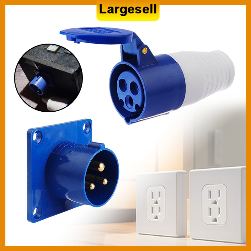 32A 3-Core Industrial Socket Plug Connector 220V-250V 2P+E Waterproof ...