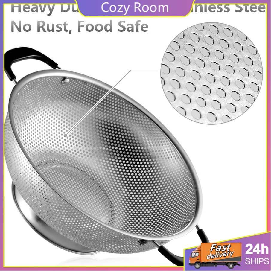 Stainless Steel Colander Easy Grip Micro-Perforated Colander Strainer ...