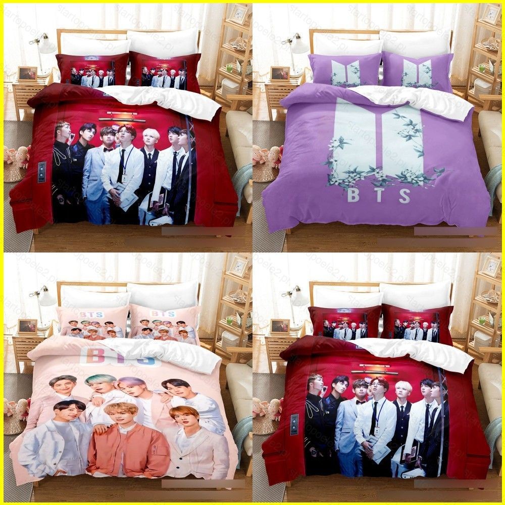 ST2 BTS 3in1 Bedding Set Bed Sheet Quilt Cover Dormitory Washable ...