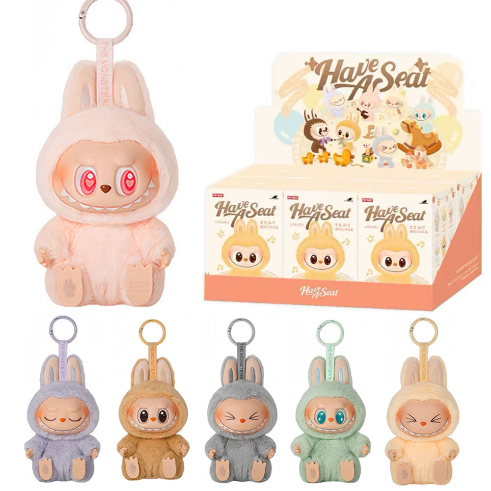 17cm Labubu V2 Have A Seat Vinyl Plush Doll Blind Box Summer Party ...