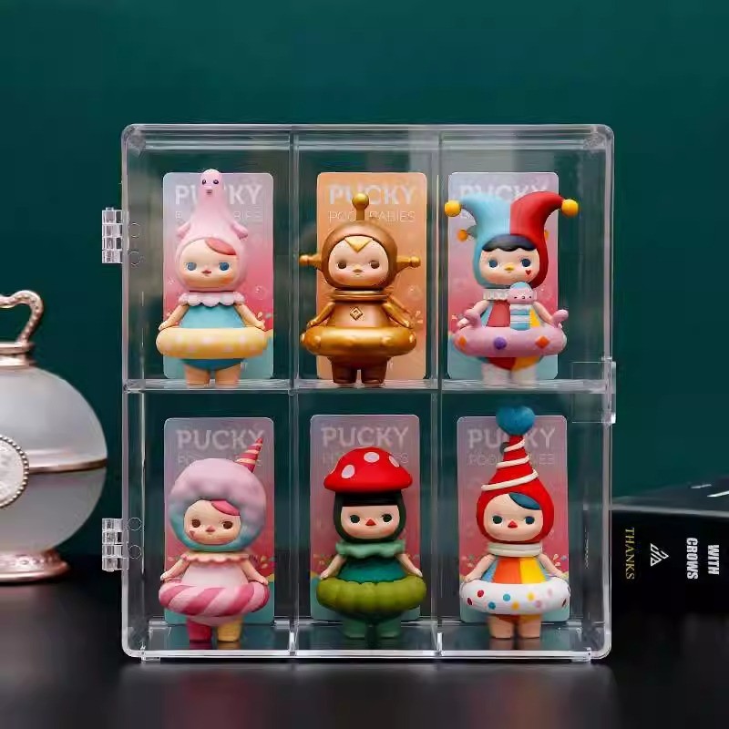 6 Grids Action Figures Storage Box Dolls Display Cabinet Acrylic Blind ...