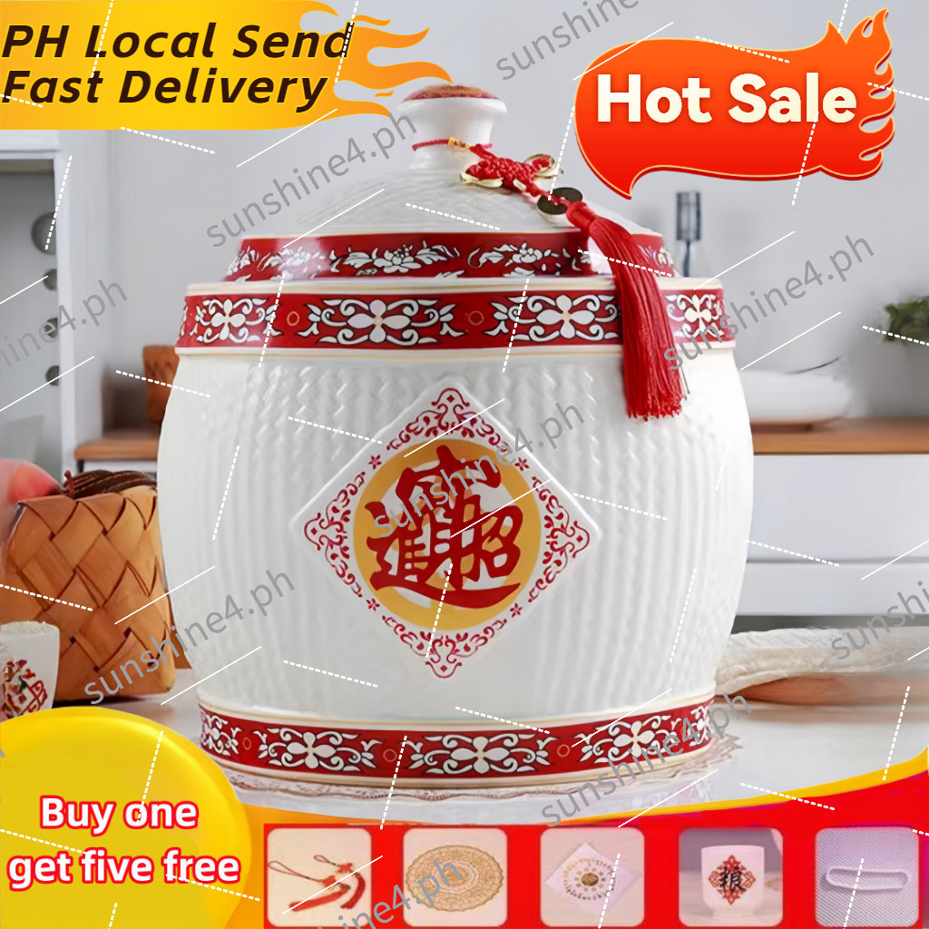 【PH Local Send】Ceramic Rice Storage/Rice Storage/ Rice Vase Porcelain ...