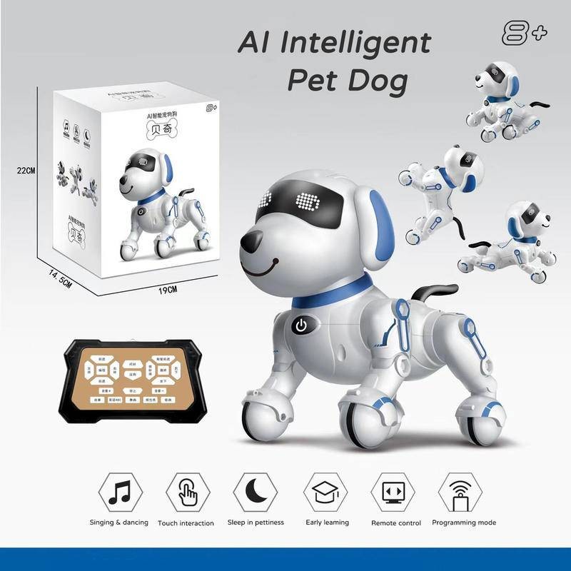 RC AI Intelligent Pet Dog Robot Toy Remote Control Stunt Music Dance ...