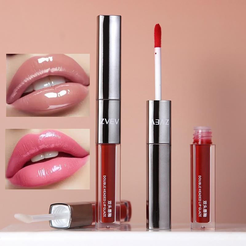 COD ZVEV 3 in 1 glass mirror lip glaze transparent ice double-headed ...