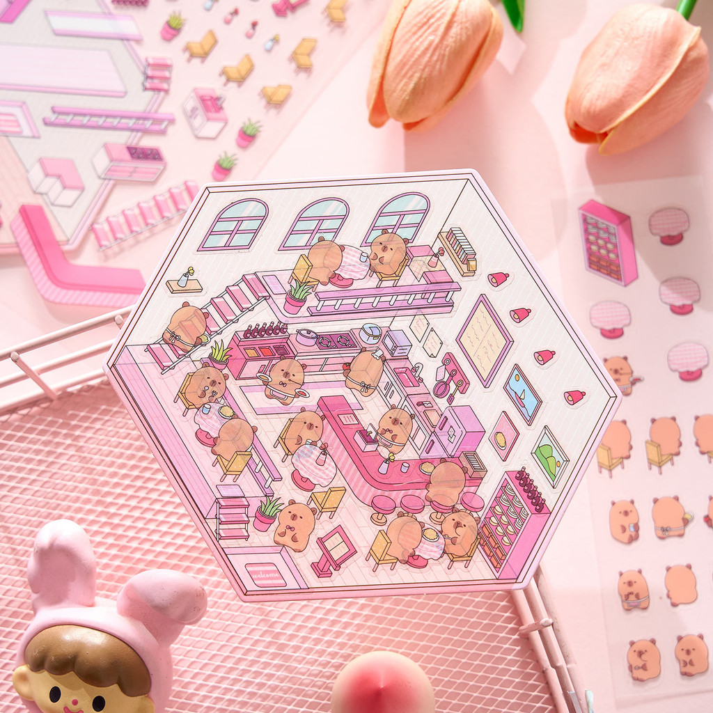 Dolphin Diary 3D Landscaping Sticker Korean Miniature Scene Cabin Simulation Game Stacking ...