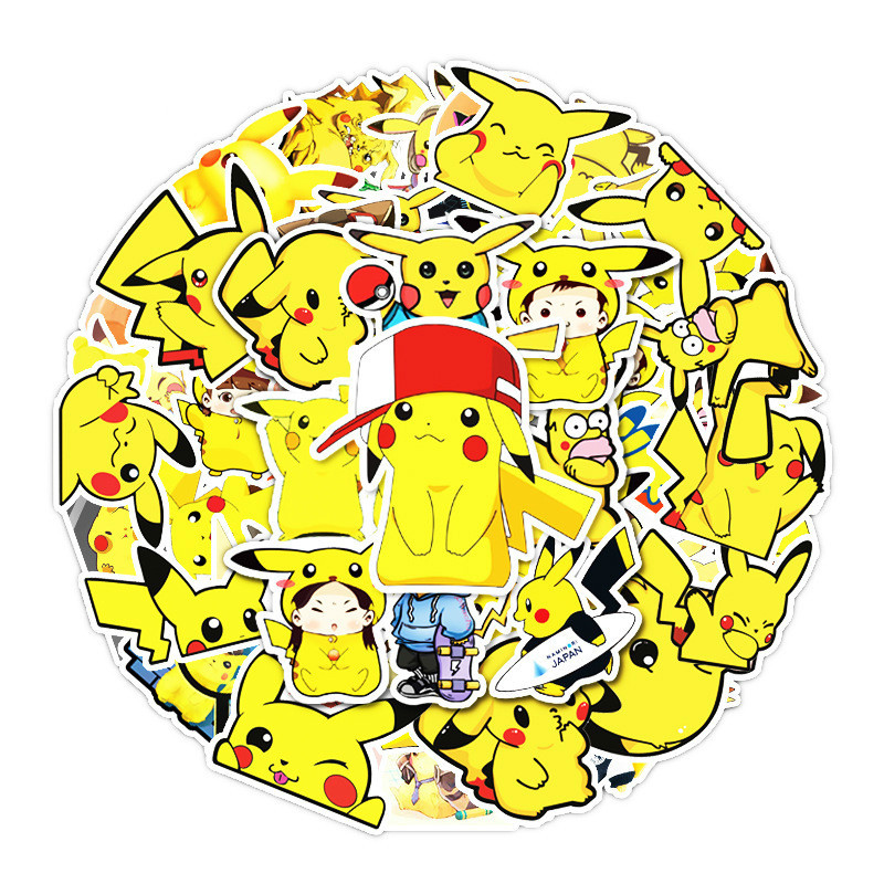 54 pcs Pokemon Cartoons Anime Pikachu Decorative stickers Scooter ...