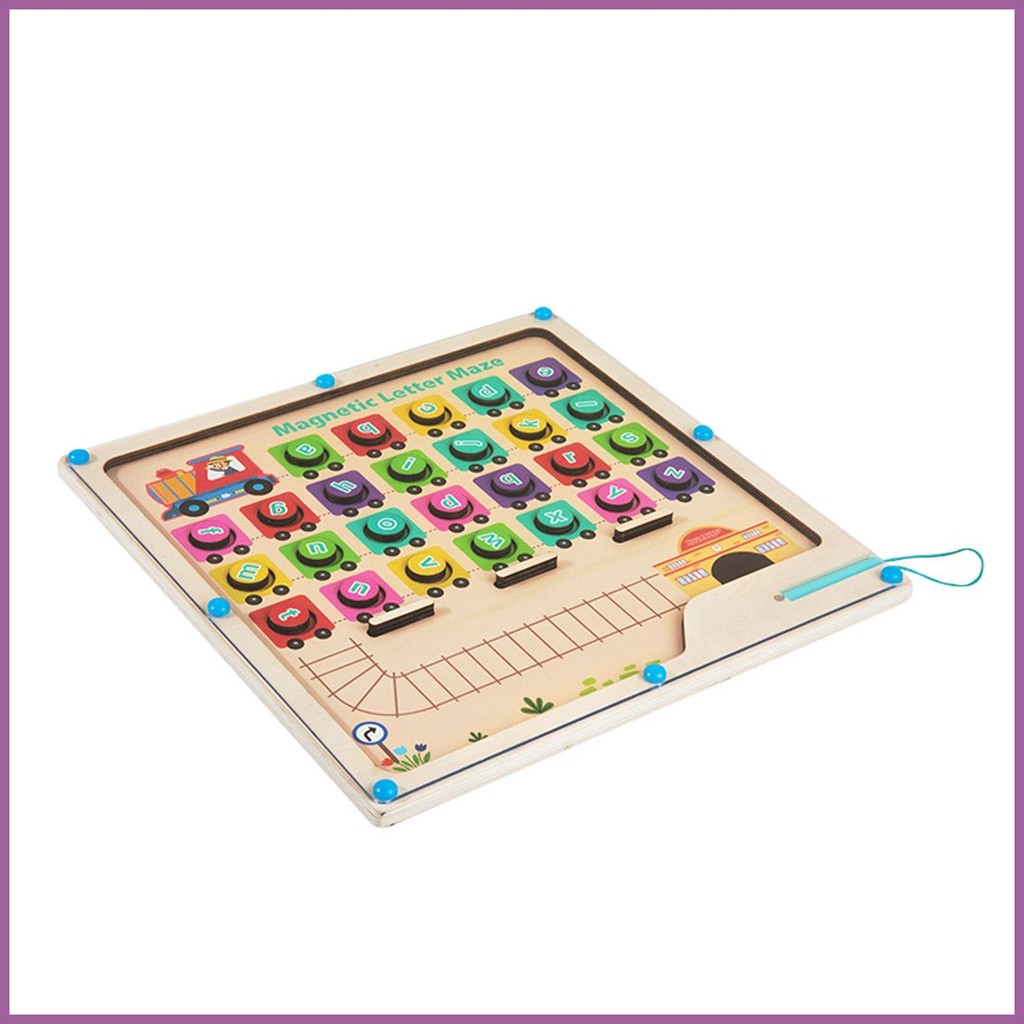Magnetic ABC Board Wooden Letter Puzzle Montessori Maze Board Magnetic ...