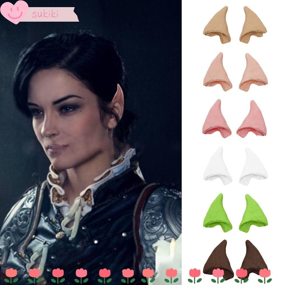 SUKIKI Halloween Latex Elf Ears, Latex Dress Up Elven Ears Props ...