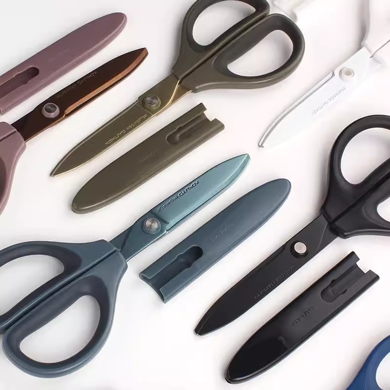 Kokuyo Fluorine Coated Titanium Scissors Plated Safe Handy Portable ...