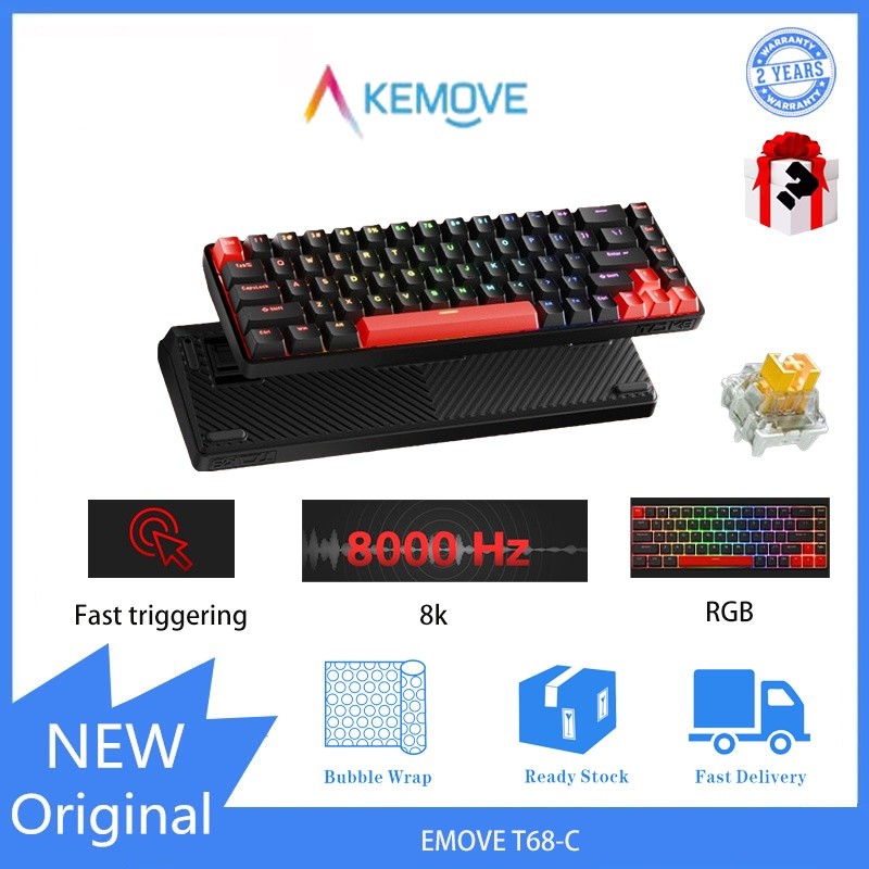 KEMOVE T68-C Magnetic Switch Mechanical Keyboard RT Adjustable RGB Lighting Gaming Keyboard ...
