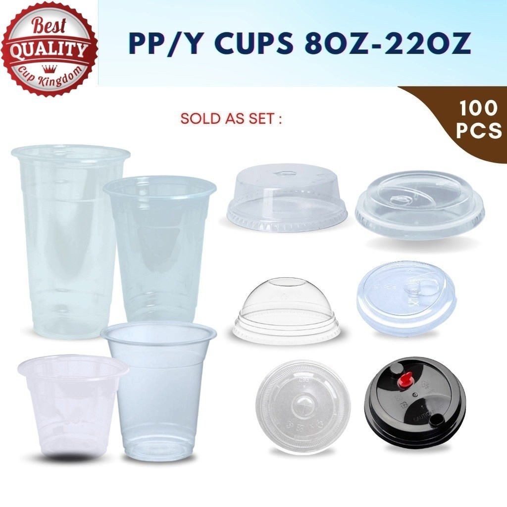 Y/ PP Cup 95 MM 100PCS with LID / Disposable Plastic Cups/Milk Tea Cups ...