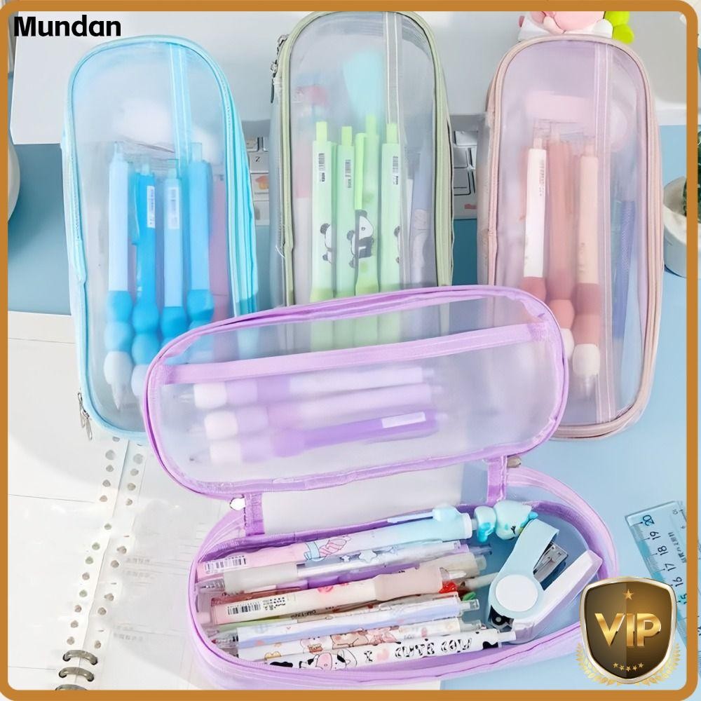 MUNDAN Mesh Pencil , Large Capacity Double Layer Transparent Pens Pouch ...