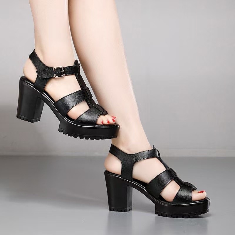 Women High Heels Sandals Chunky Heels Sandals Black Hills Sandals ...