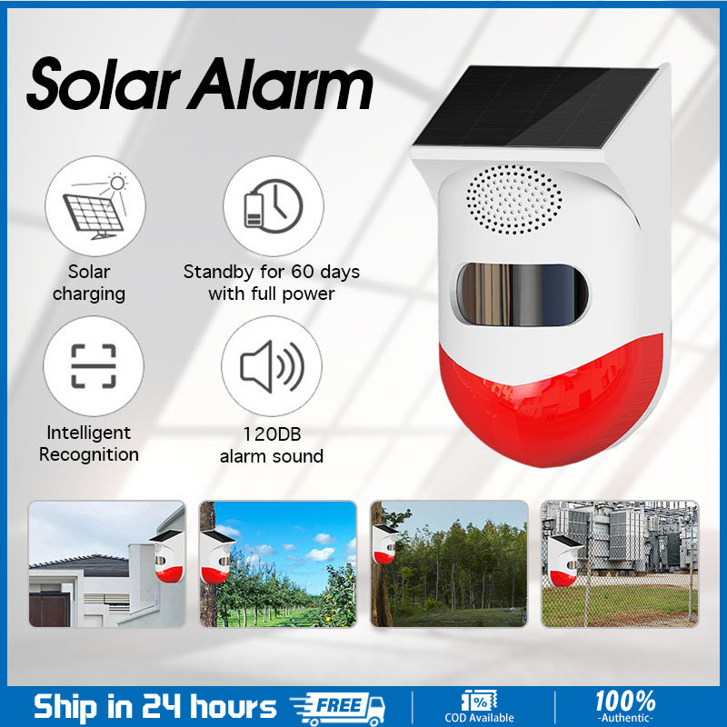 Solar Alarm Sensor Motion Outdoor Alarm Lamp Infrared Detector Smart ...