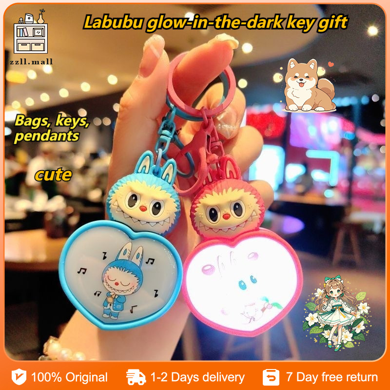 Labubu Night Light Keychain Button Battery Cartoon Luminous Labubu ...