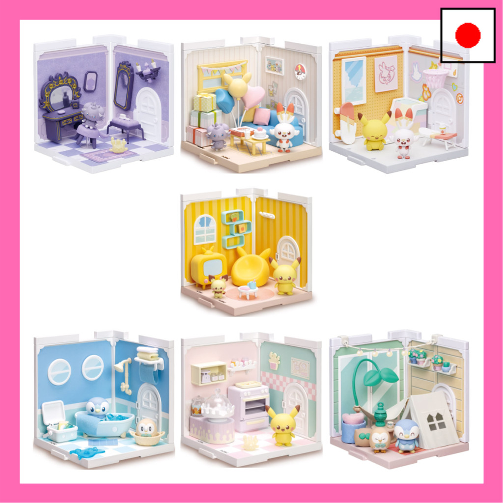 TAKARA TOMY Plastic Pokemon Poke Piece House Lounge Hibani & Nyasper ...