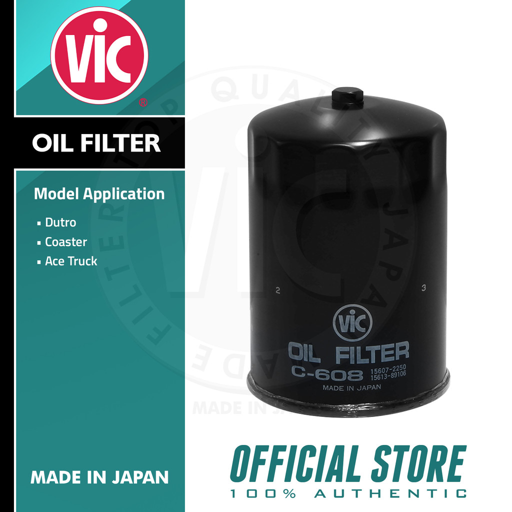 VIC Oil Filter C-608 for Hino Dutro 300 (W04D-TP) 2014-, WU600L (W04D-TN) 2014-, XZU302L (NO4C ...