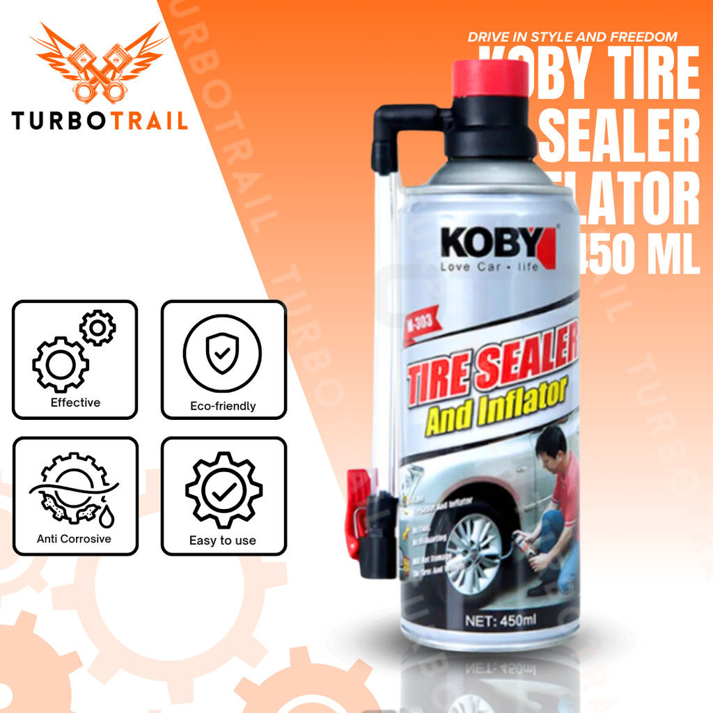 MOTO CARE ORIGINAL KOBY TIRE SEALER AND INFLATOR 450ML | Shopee Philippines