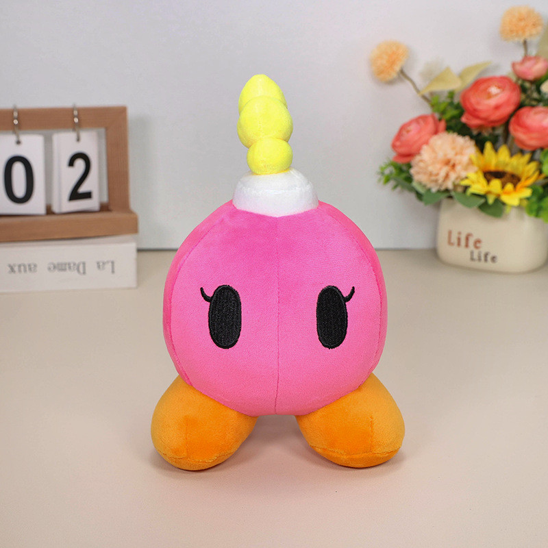 2025 New Style 20cm Super Mario Pink Bombman Plush Doll Heterochromatic ...