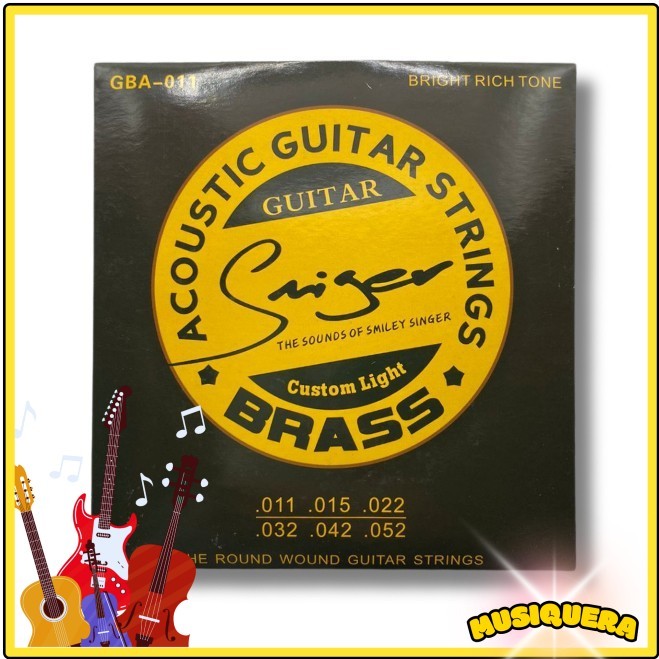 Smiger GBA-011 Acoustic Guitar Strings - Custom Light(Bright Rich Gauge ...